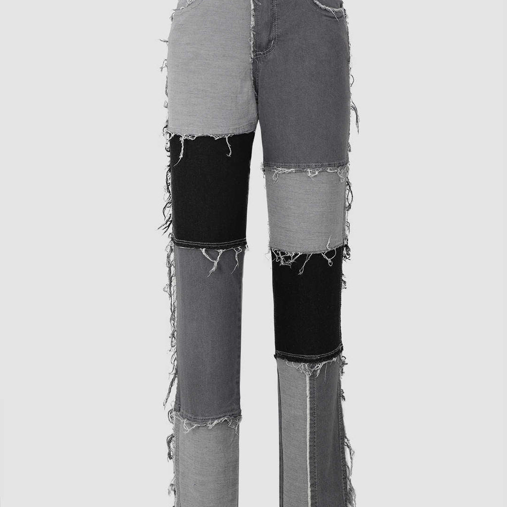 Frayed Patchwork Skinny Jeans – Conean
